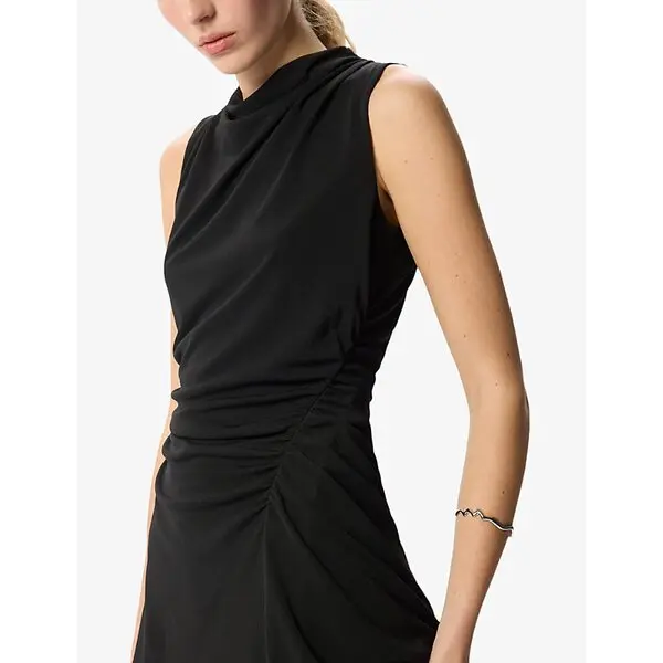 Whistles Ruched Cowl Neck Midi Dress