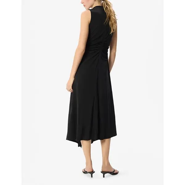 Whistles Ruched Cowl Neck Midi Dress