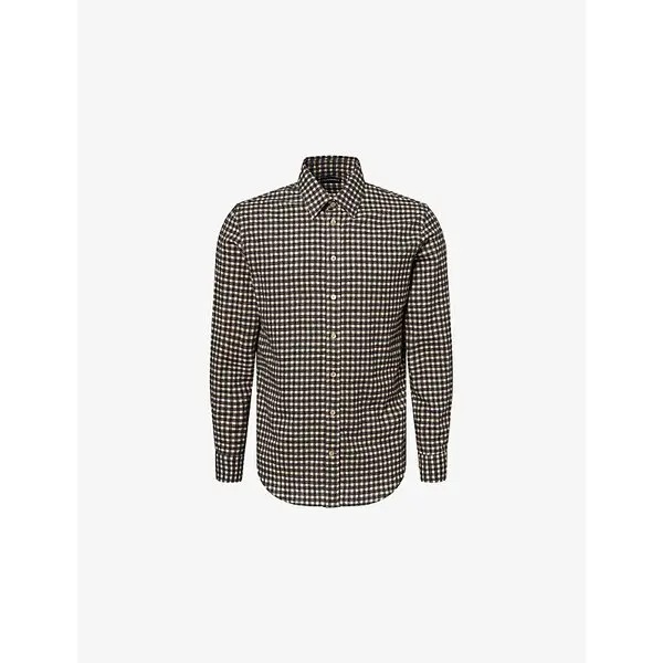Emporio Armani Gingham Flannel Cotton-blend Shirt - Beige/black