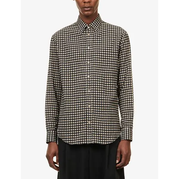 Emporio Armani Gingham Flannel Cotton-blend Shirt
