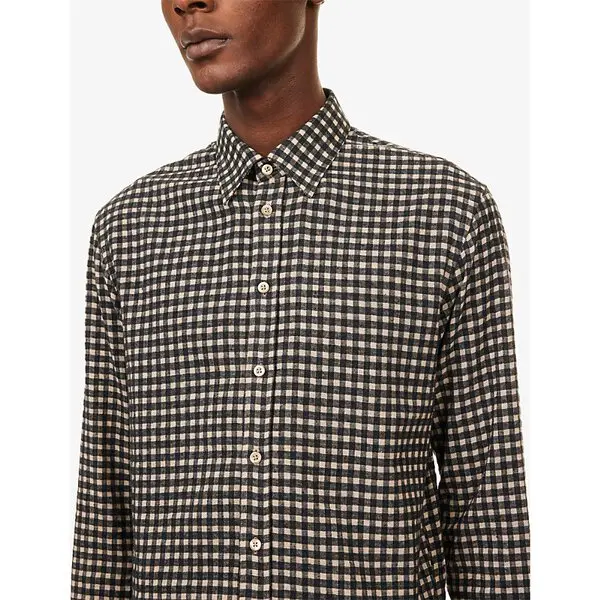 Emporio Armani Gingham Flannel Cotton-blend Shirt