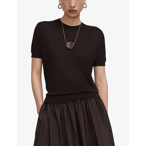 JOSEPH Jana Round-neck Relaxed-fit Silk Top