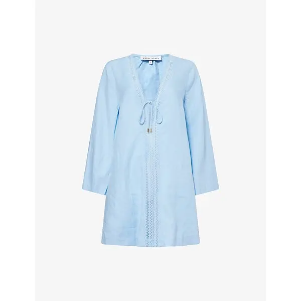 Heidi Klein Ponza Keyhole-front Linen Kaftan - Blu-blu