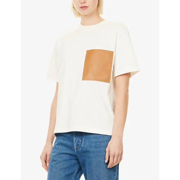 Bottega Veneta Leather Pocket Cotton T-shirt