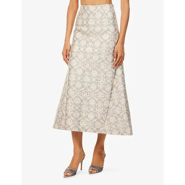 Huishan Zhang Vicky Jacquard Woven Midi Skirt