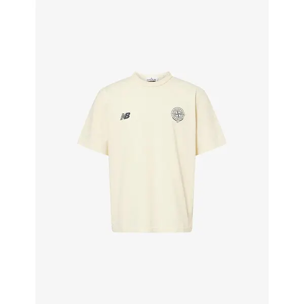 Stone Island X New Balance Logo-embellished Cotton T-shirt - Ivory