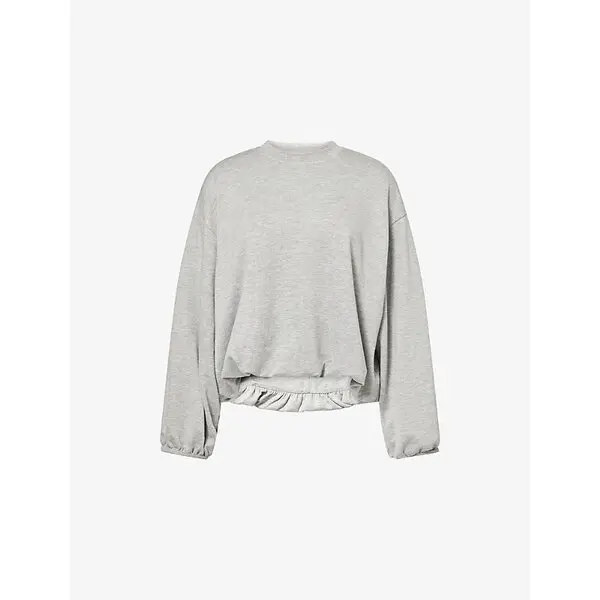 4TH & RECKLESS Elowen Balloon Sleeve Bubble Hem Cotton Sweatshirt - Grey