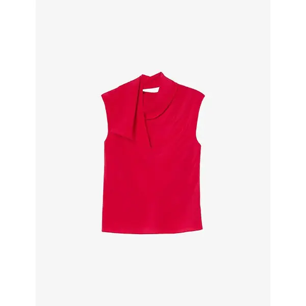 Whistles Cowl-neck Sleeveless Silk Top - Red