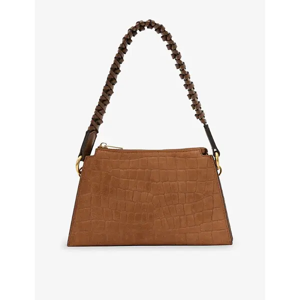 REISS Avery Mock-croc Suede Shoulder Bag - Tan