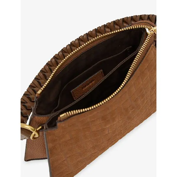 REISS Avery Mock-croc Suede Shoulder Bag