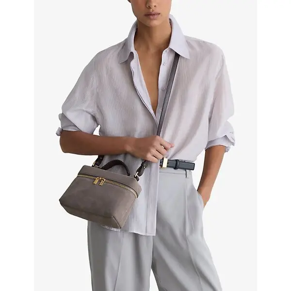 REISS Ines Vanity Suede Cross-body Bag
