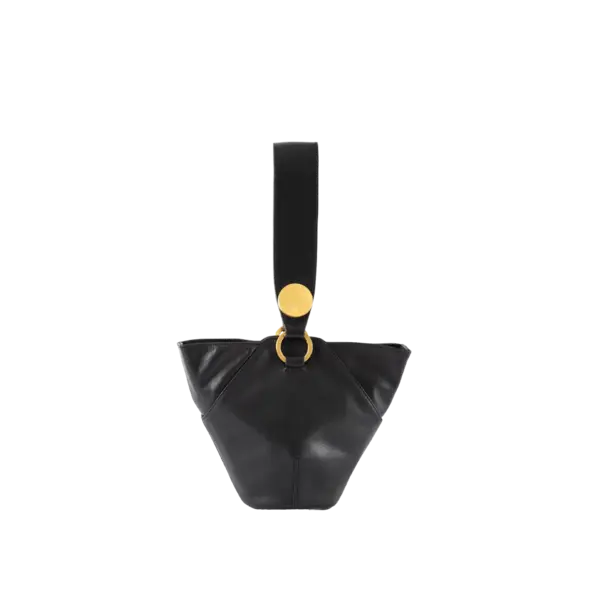 ESTHERA 9pm Leather Shoulder Bag - Black