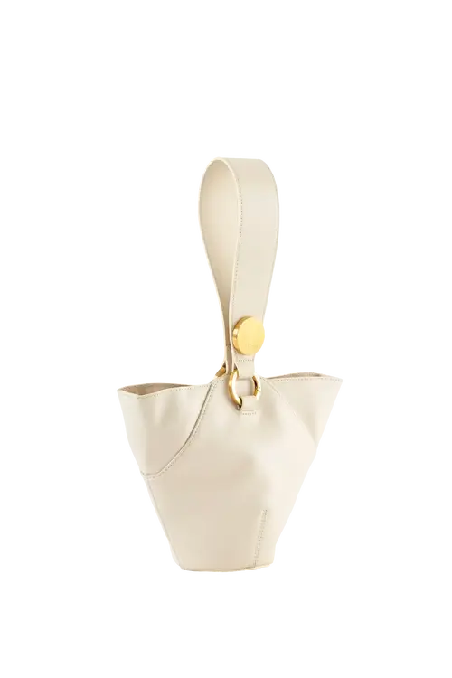 ESTHERA 9pm Leather Shoulder Bag - Sand