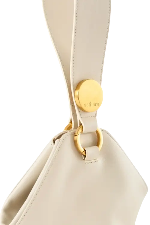 ESTHERA 9pm Leather Shoulder Bag - Sand