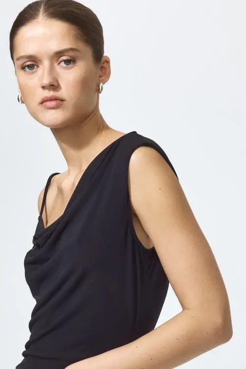 H&m Asymmetrical Jersey Midi Dress - Black