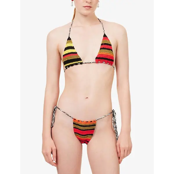 JADED LONDON Selka Striped Crochet Bikini Top