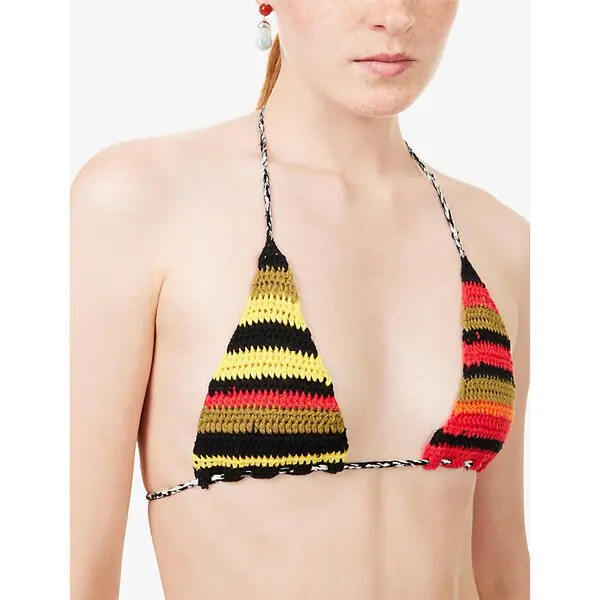 JADED LONDON Selka Striped Crochet Bikini Top