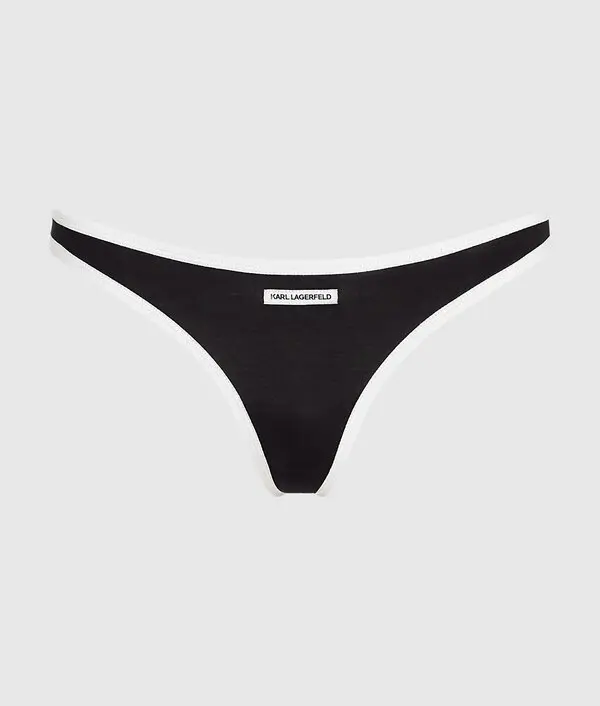 Karl Lagerfeld Monochrome High-leg Thong - Black