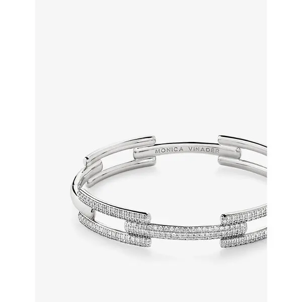 Monica Vinader Signature Link 925 Pavé-set Lab-grown Diamond Bangle