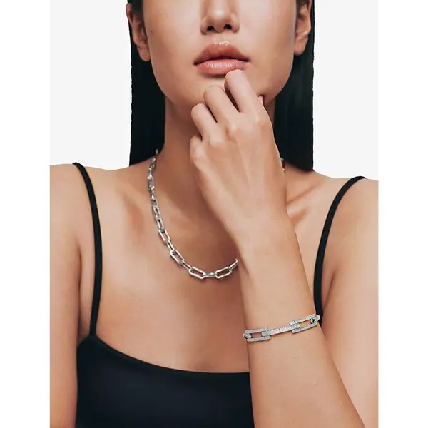 Monica Vinader Signature Link 925 Pavé-set Lab-grown Diamond Bangle