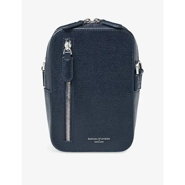 ASPINAL OF LONDON Reporter Leather Cross-body Bag - Navy