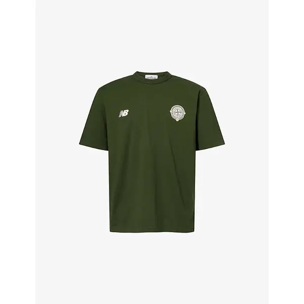 Stone Island X New Balance Brand-patch Cotton T-shirt - Juniper
