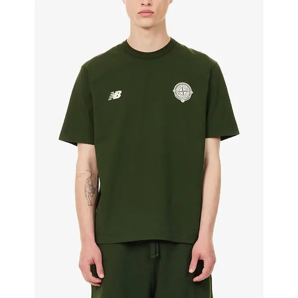 Stone Island X New Balance Brand-patch Cotton T-shirt
