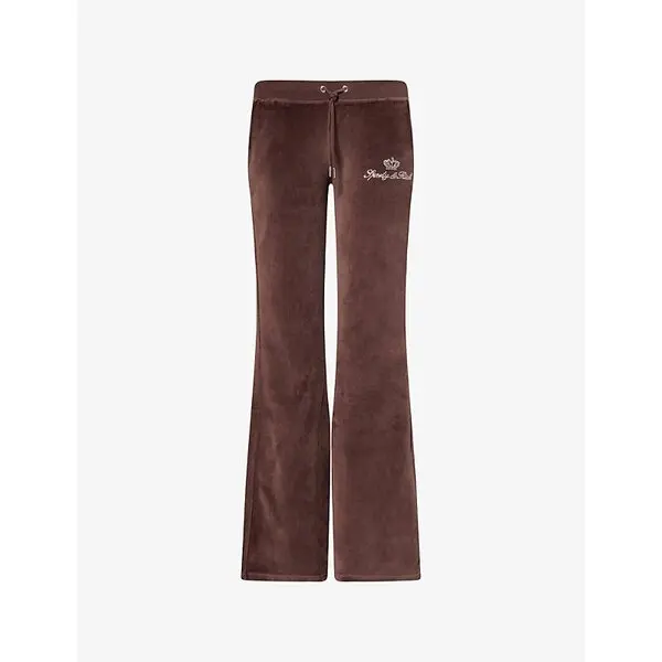 SPORTY & RICH X Juicy Couture Velour Jogging Bottoms - Chocolate