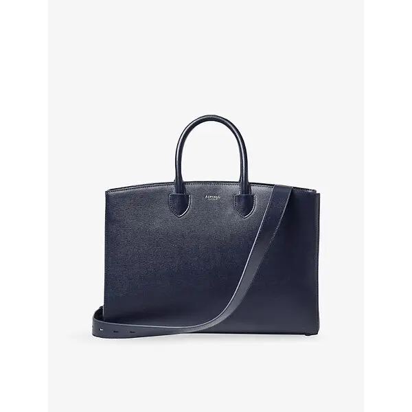 ASPINAL OF LONDON Madison Leather Tote Bag - Navy