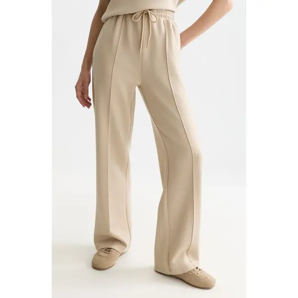 Scotch & Soda Tie Waist Wide Leg Sweatpants - Doeskin
