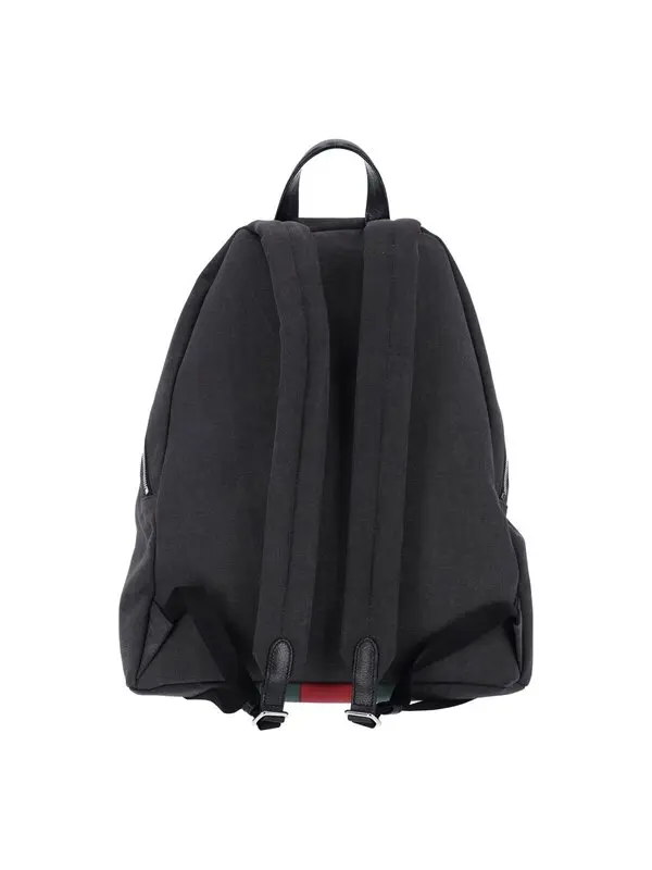 Gucci Large Backpack With Bicolor Web Detail - Black
