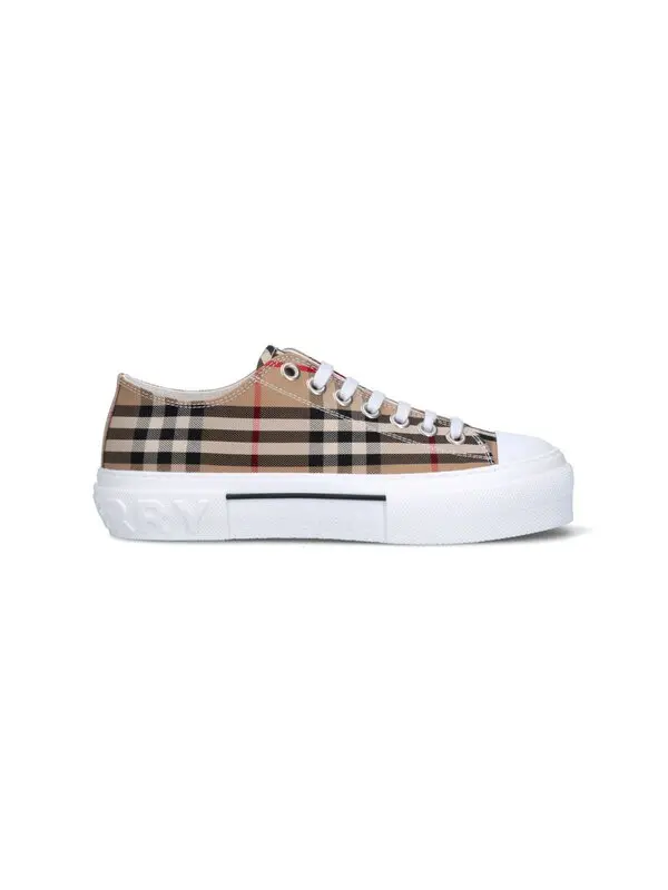 Burberry Check" Canvas Sneakers - Beige
