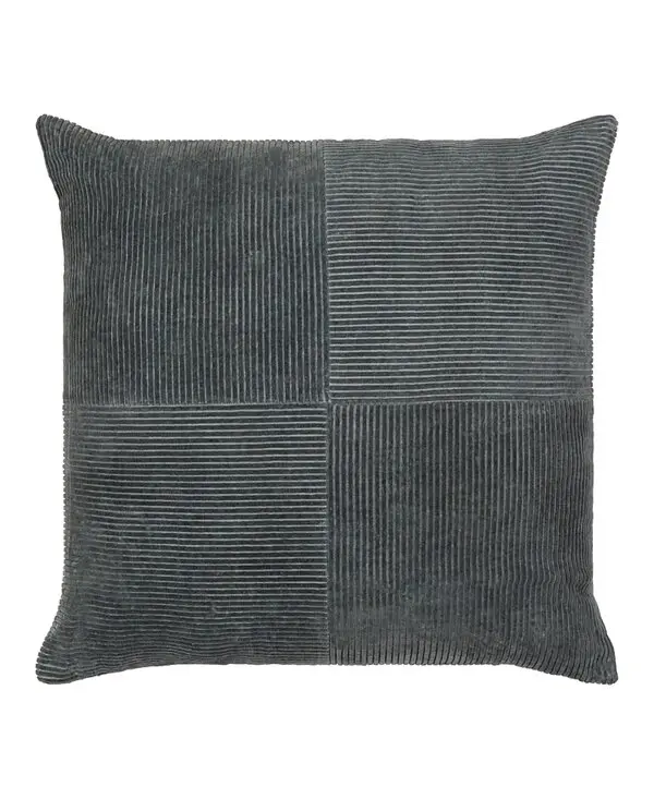 Livabliss Corduroy Quarters Decorative Pillow, 22l X 22w - Charcoal