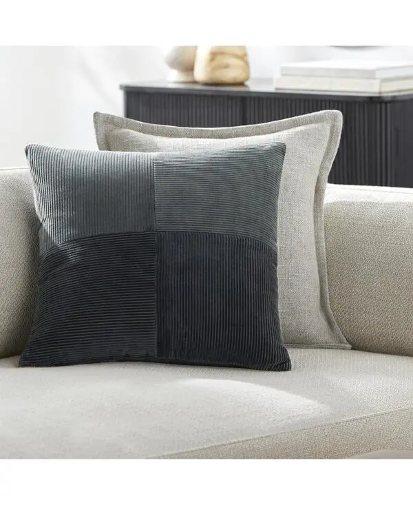 Livabliss Corduroy Quarters Decorative Pillow, 22l X 22w - Charcoal