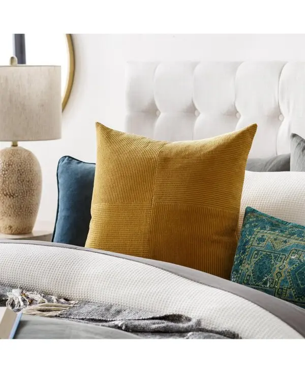 Livabliss Corduroy Quarters Decorative Pillow, 22l X 22w - Mustard