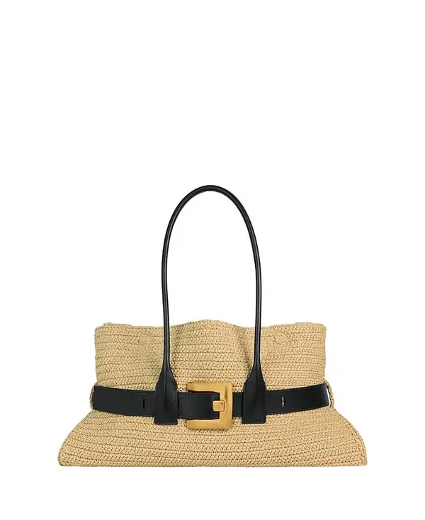 Balmain Large Anthem Bag In Smooth Leather And Crochet - Beige