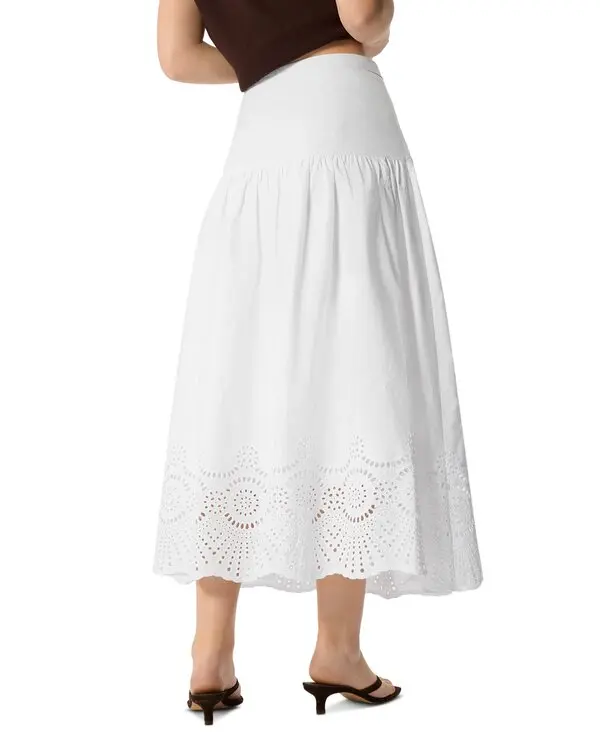 Whistles Broderie Cotton Midi Skirt