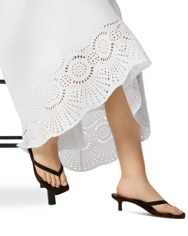 Whistles Broderie Cotton Midi Skirt