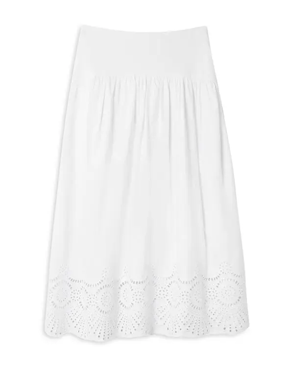 Whistles Broderie Cotton Midi Skirt
