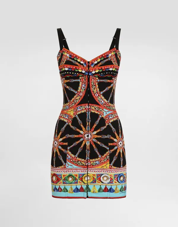 Dolce & Gabbana Carretto-print Short Charmeuse Dress - Multicolor