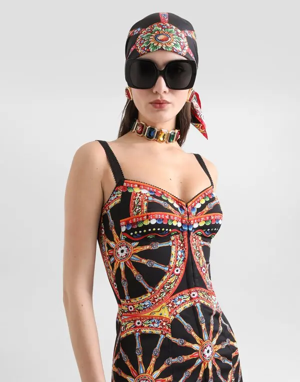 Dolce & Gabbana Carretto-print Short Charmeuse Dress