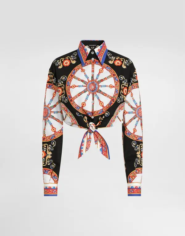 Dolce & Gabbana Carretto-print Cotton Poplin Shirt - Multicolor