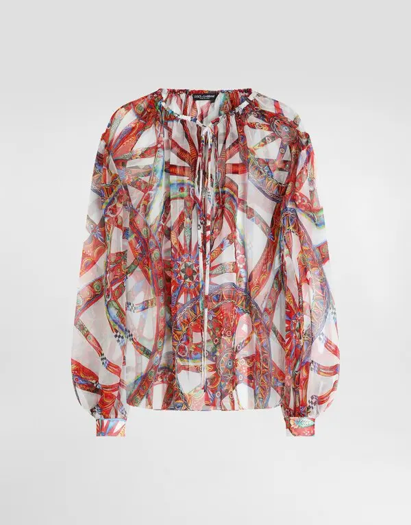 Dolce & Gabbana Carretto-print Chiffon Top - Multicolor