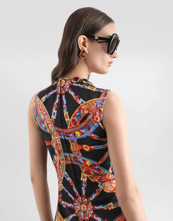 Dolce & Gabbana Carretto Print Satin Dress