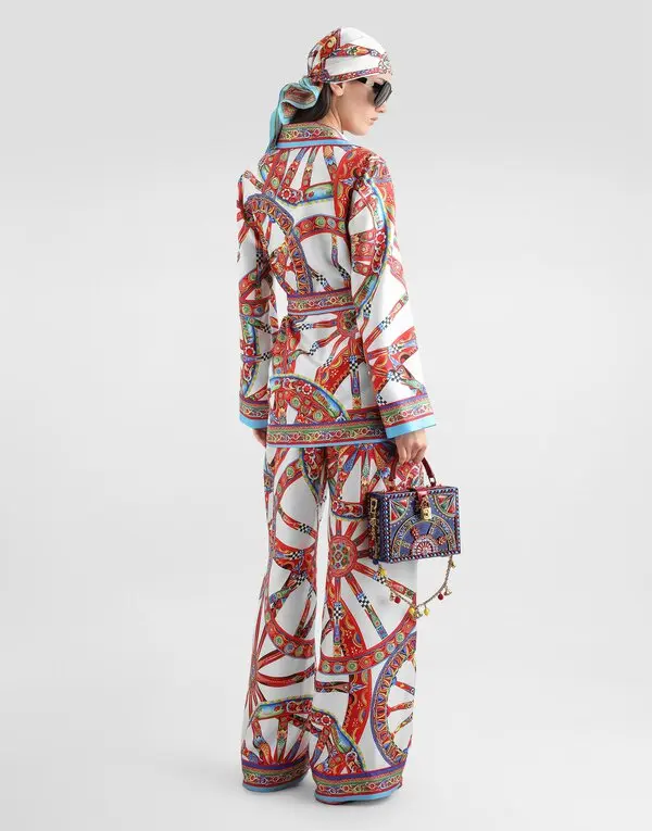 Dolce & Gabbana Carretto Print Silk Twill Vanity Trousers