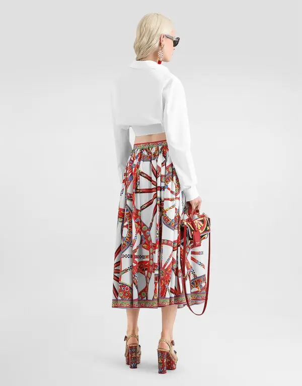 Dolce & Gabbana Carretto-print Poplin Long Skirt