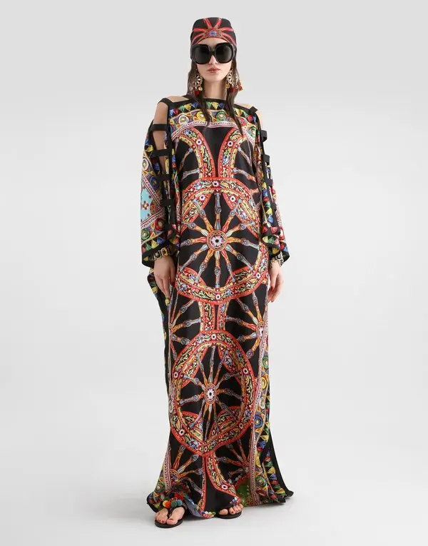 Dolce & Gabbana Carretto-print Twill Kaftan Dress - Multicolor