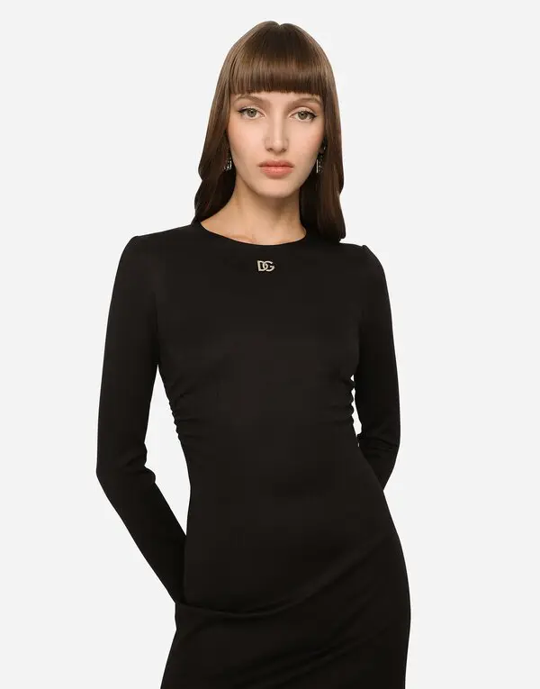 Dolce & Gabbana Milano Rib Dress With Dg Logo