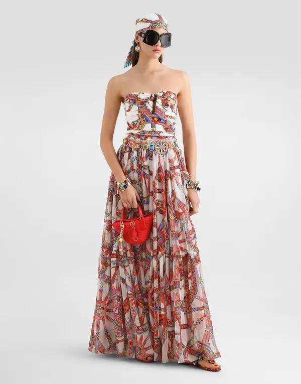 Dolce & Gabbana Carretto-print Charmeuse Top