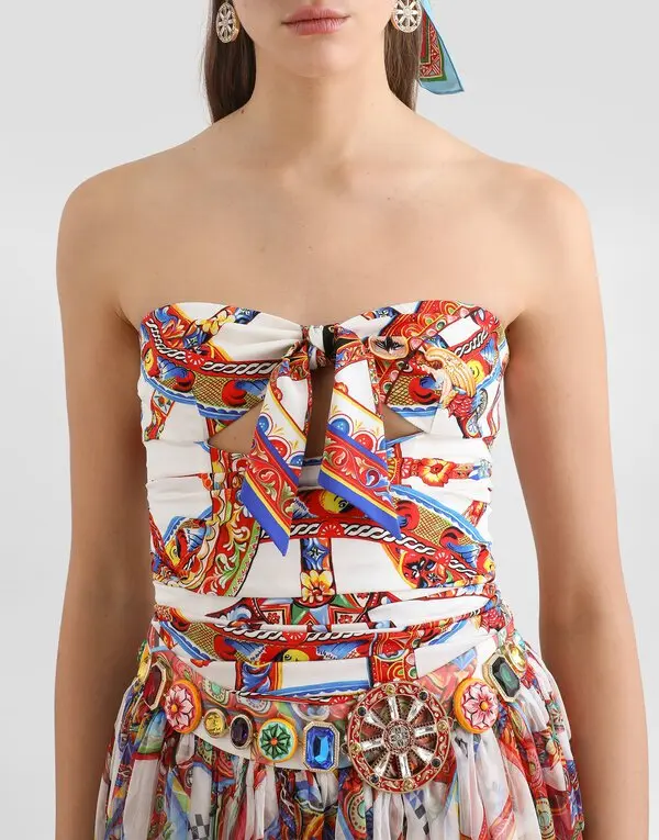 Dolce & Gabbana Carretto-print Charmeuse Top